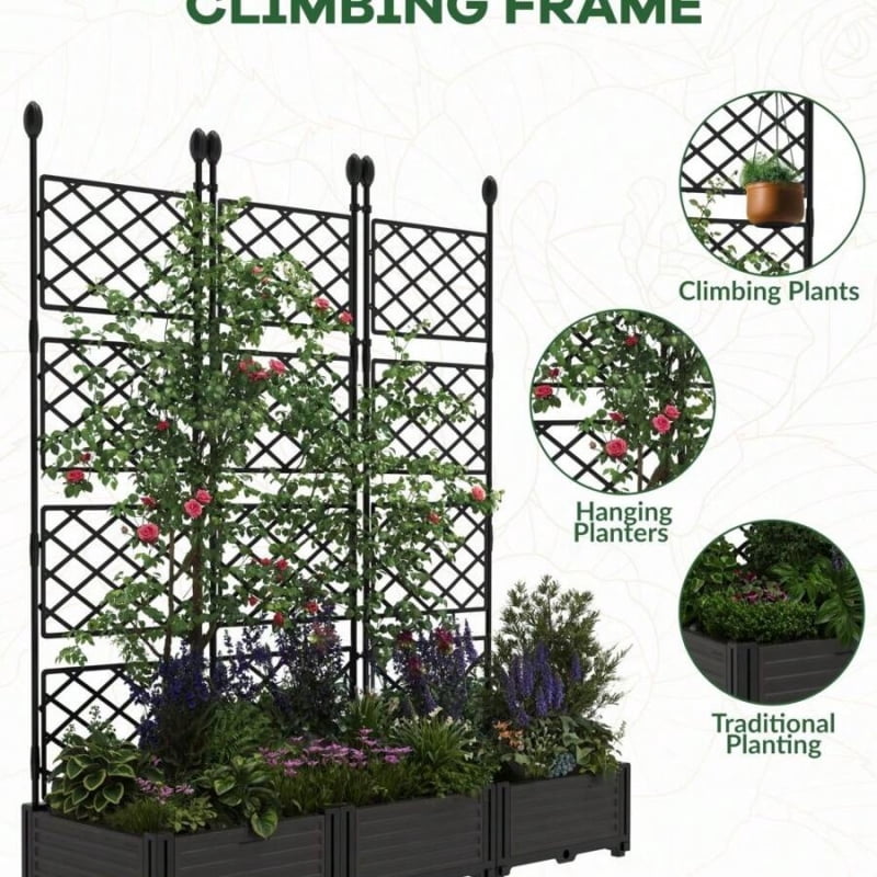 Versatile Outdoor Use Broadfashion Planter Box With Lattice Trellis ...