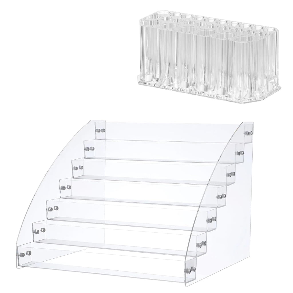 Versatile Paint Storage Stand Rack Acrylic 7 Shelves with Brush Holding ...