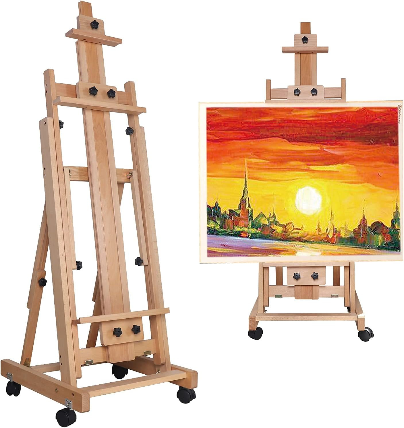 Versatile Portable Studio H-Frame Easel, Adjustable Height Beech Wood ...
