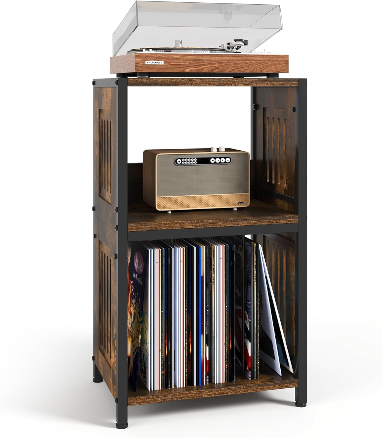 Versatile Record Player Stand with Vinyl Storage, 3-Tier Turntable ...