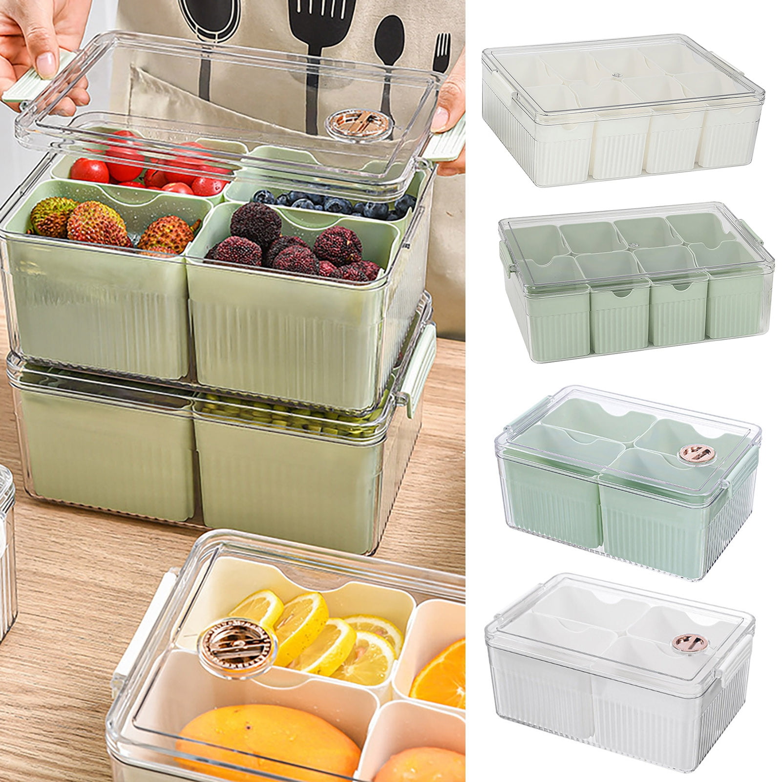 Versatile Refrigerator Storage Box Large-Capacity, Clear Lid, 4 ...