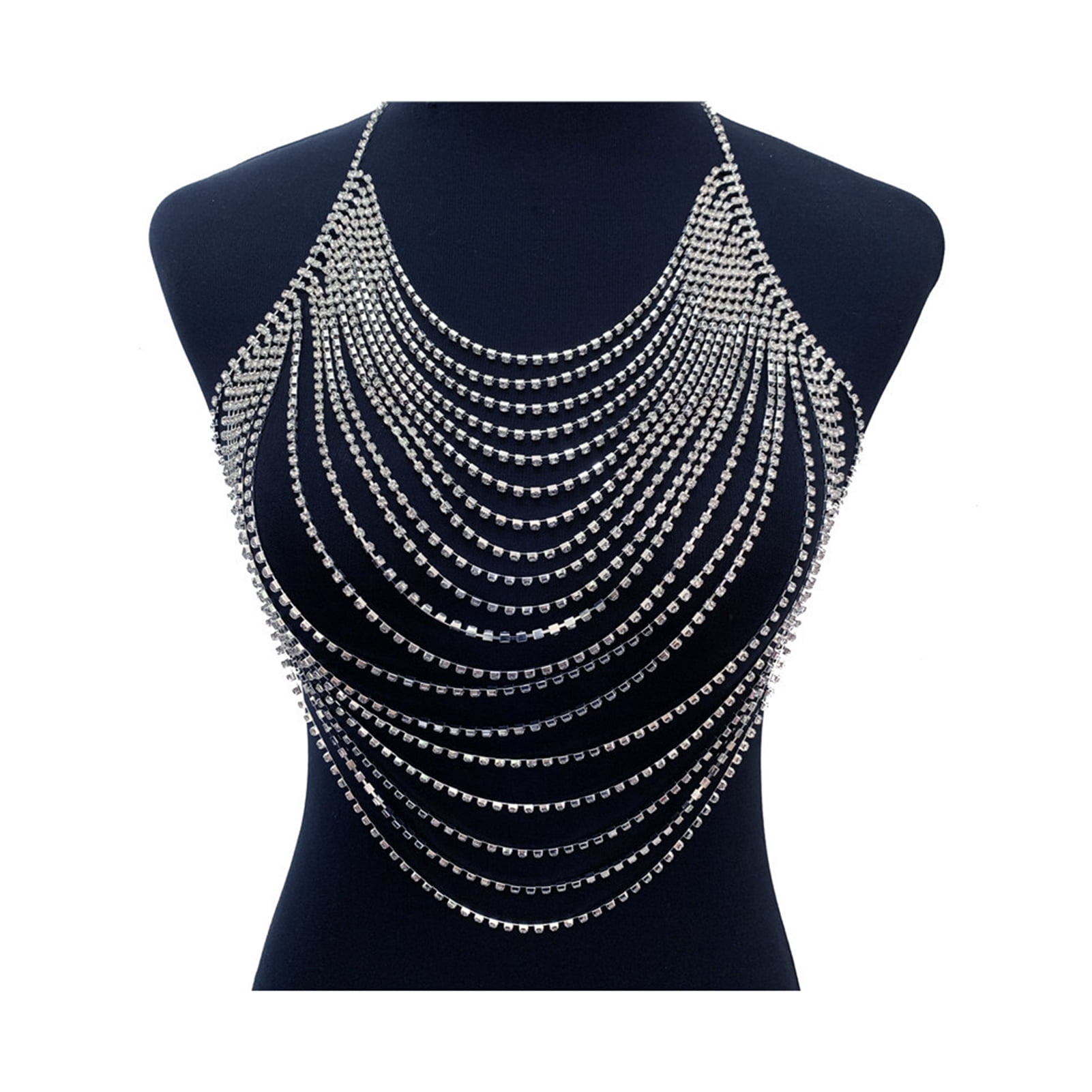 Versatile Rhinestone Chest Chain Multi Layer Design Lightweight Body ...