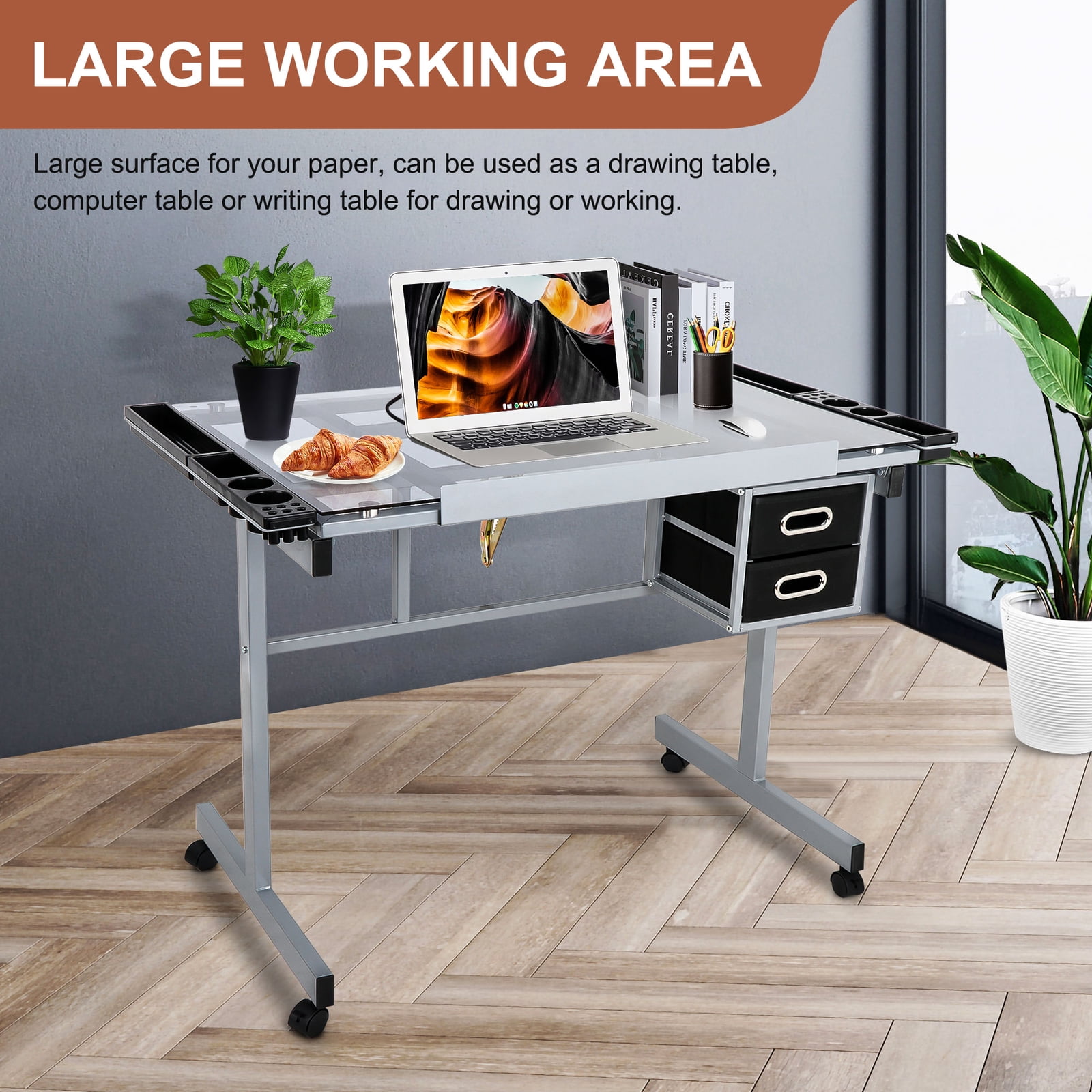 Versatile Rolling Drawing Board With Tempered Glass Ideal Craft Work ...