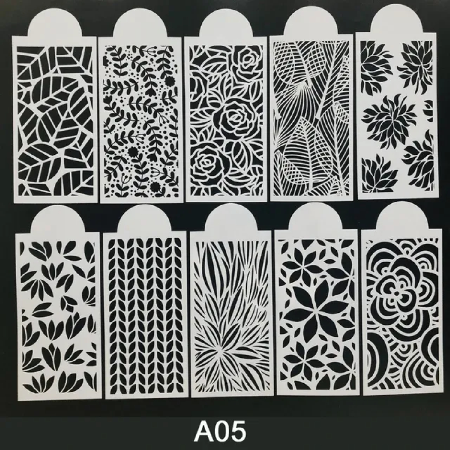 Versatile Set of 10 Slimline Stencils for Scrapbooking Cake Decorating ...