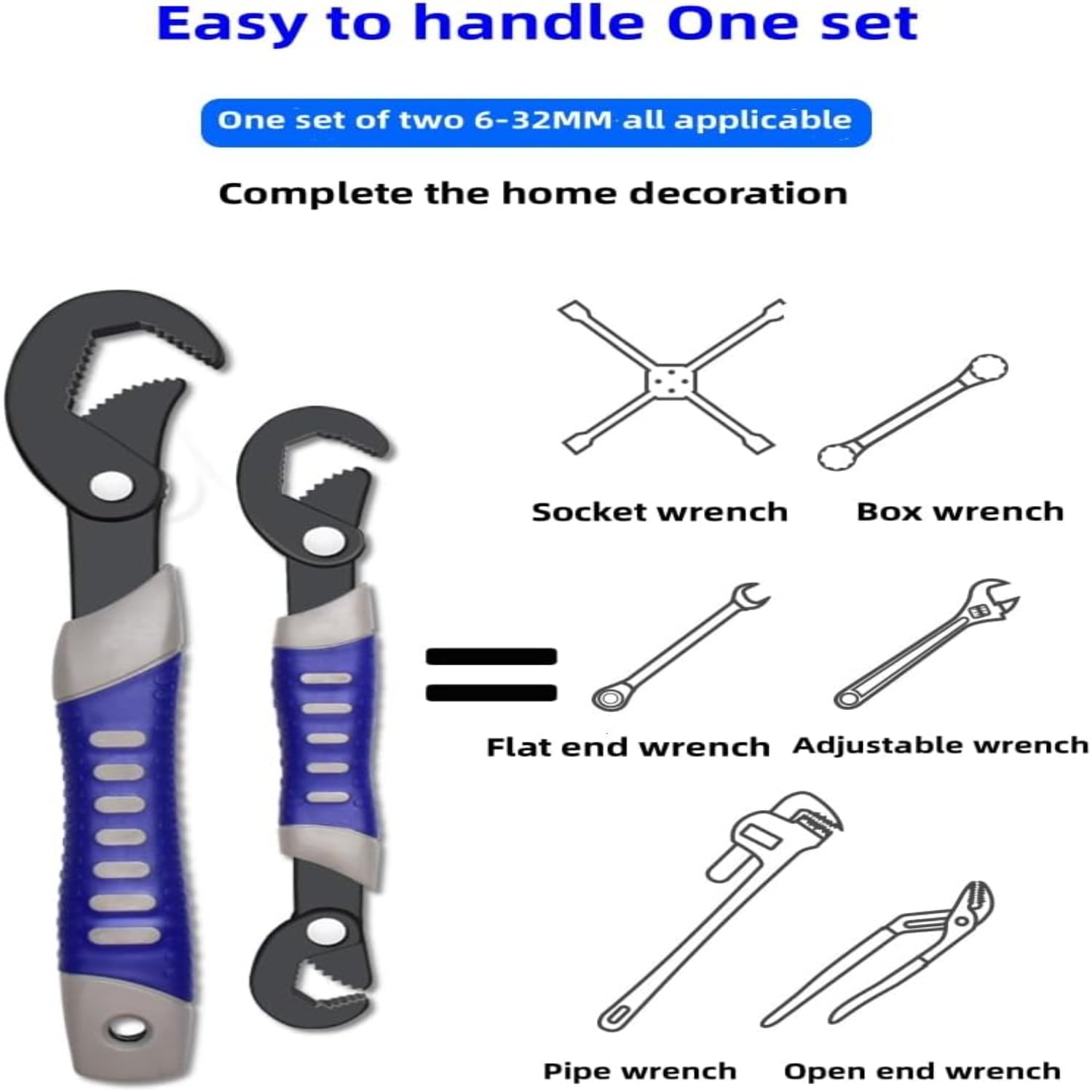 Versatile Set of Large and Small Adjustable Three-Sided Teeth Pipe ...