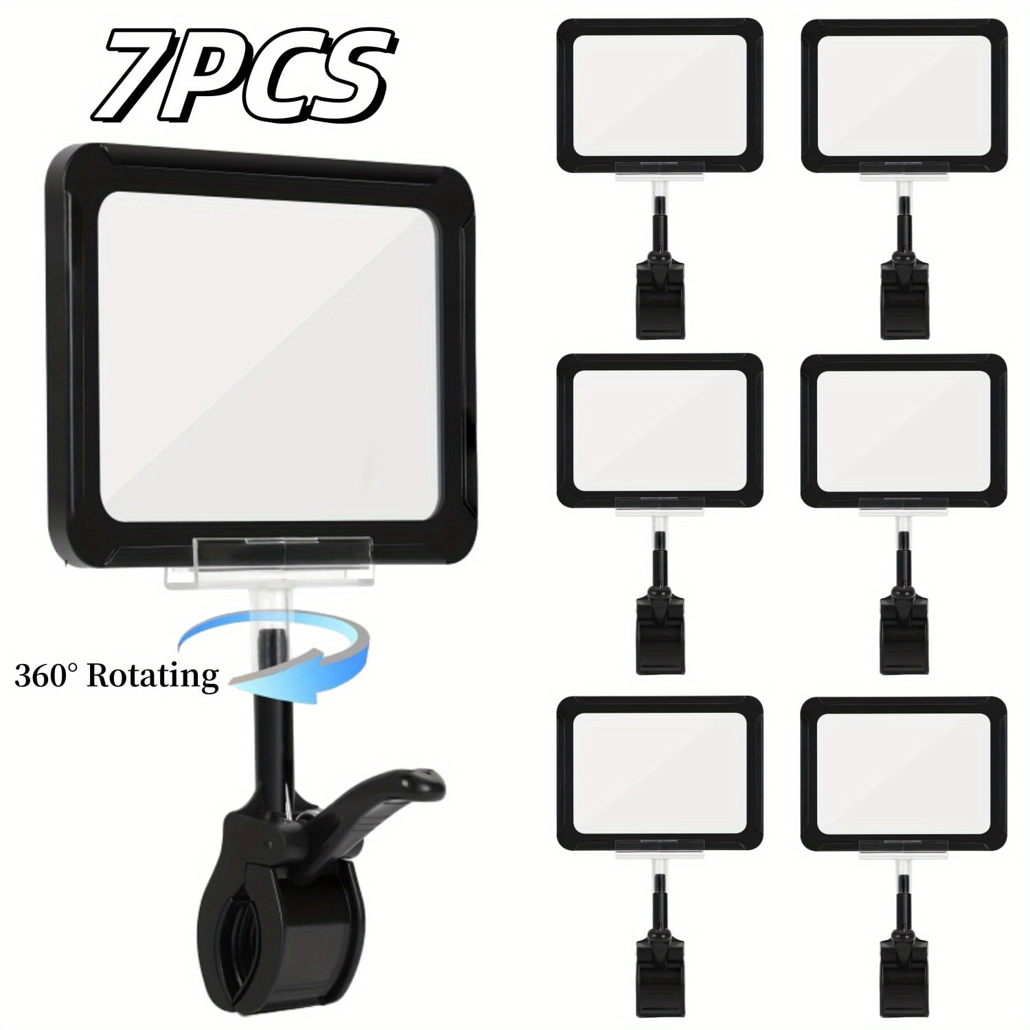 Versatile Sign Holder Set of 7, Double Clip Design with Rotating ...