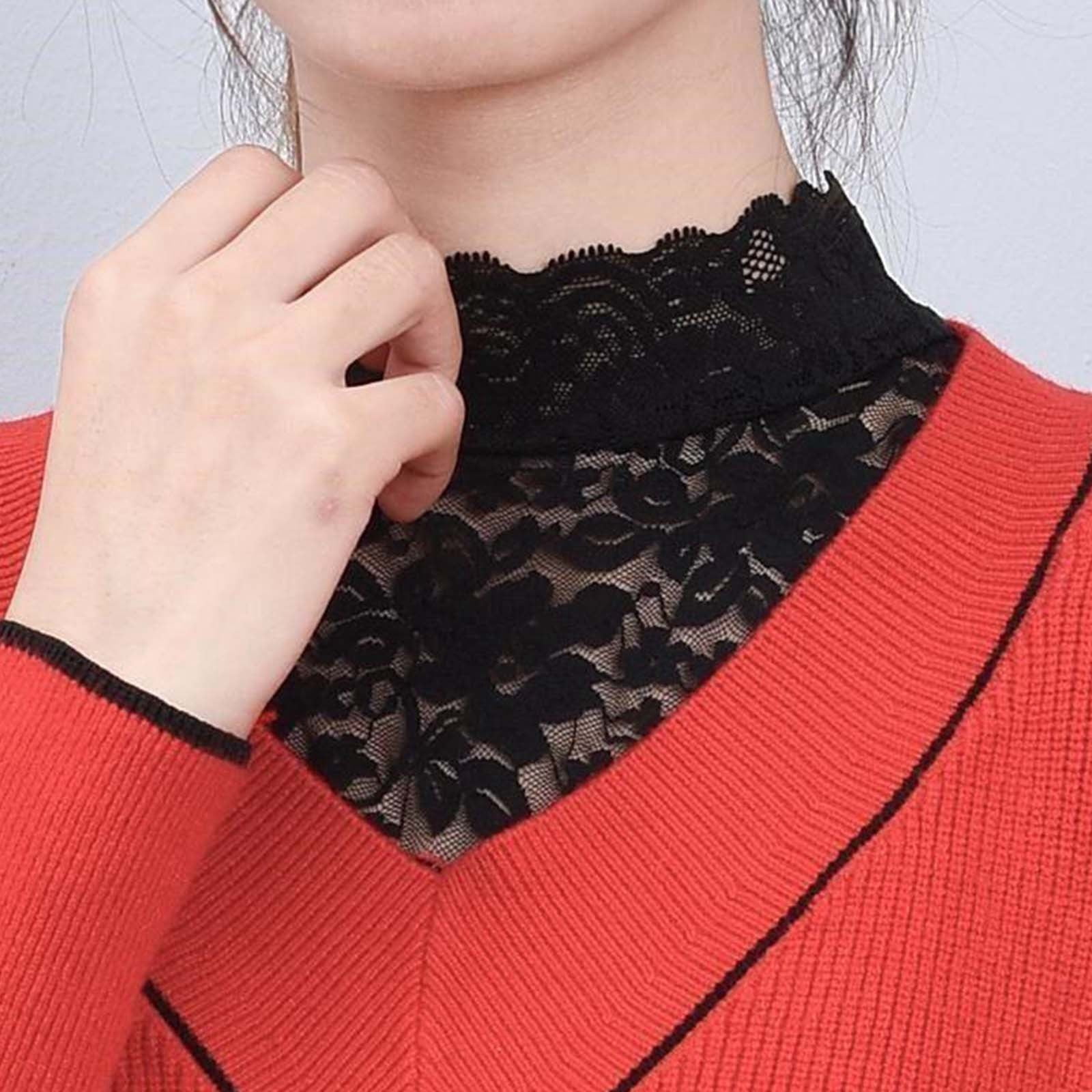 Versatile Solid Color High Stretch Lace Collar With Decorative Trim For ...