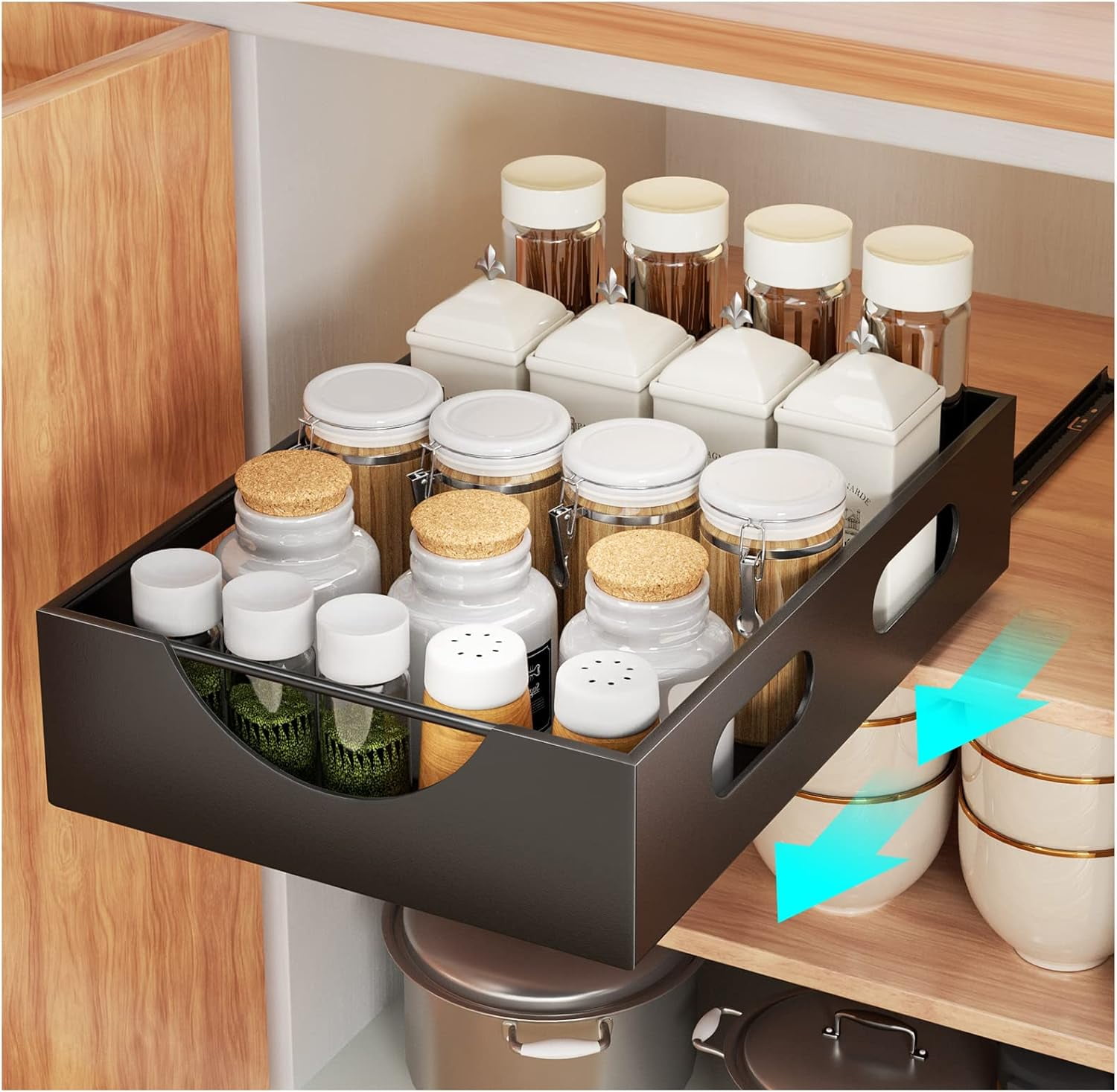 Versatile Storage Organizer, Tool-Free Installation Slide Out Drawers ...