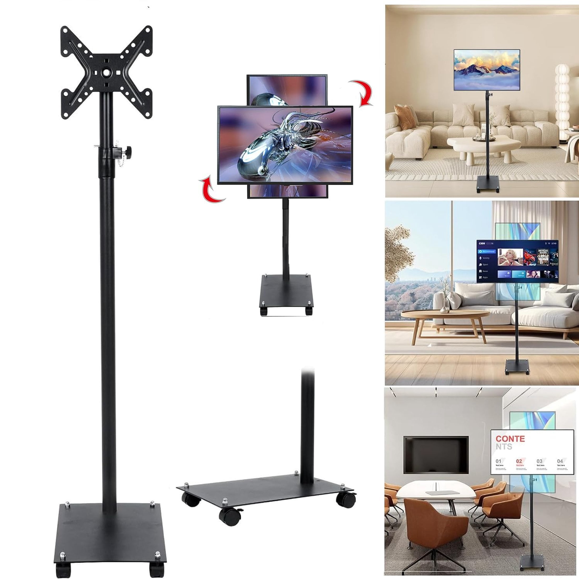 Versatile Swivel TV Stand with Locking Wheels for Space-Saving ...