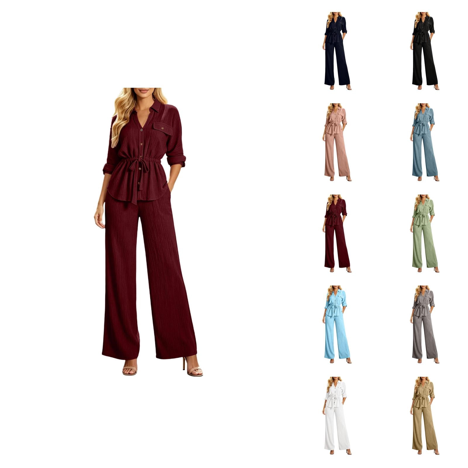 Versatile Trouser With Front Button Blouse And Adjustable Waist For ...