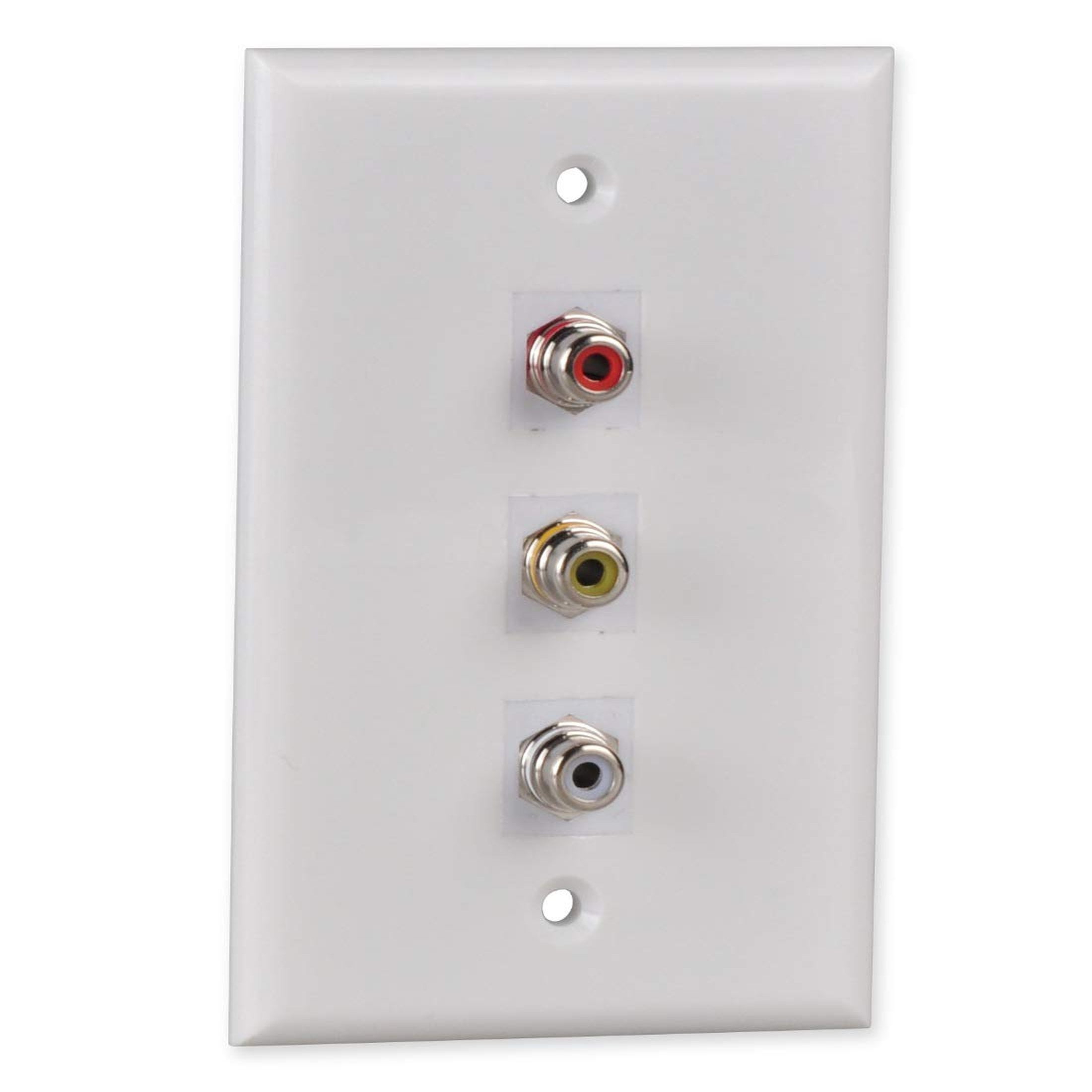 Versatile White 3-Port RCA Wall Plate with Removable Keystone Inserts ...
