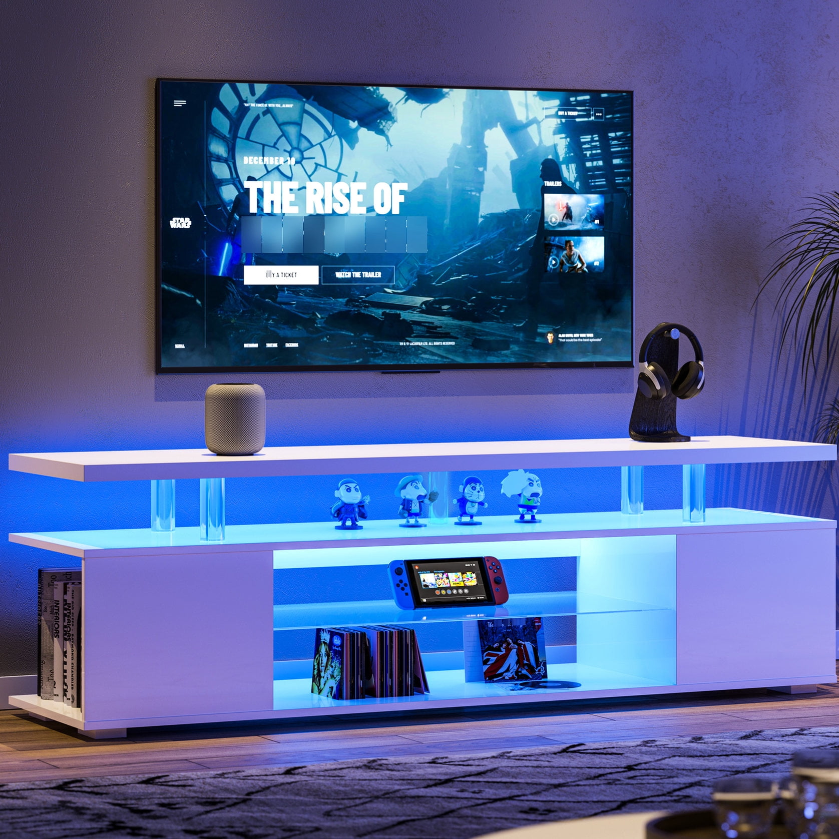 Versatile White Entertainment Center | Fits 70 - Inch TV in Any Living ...