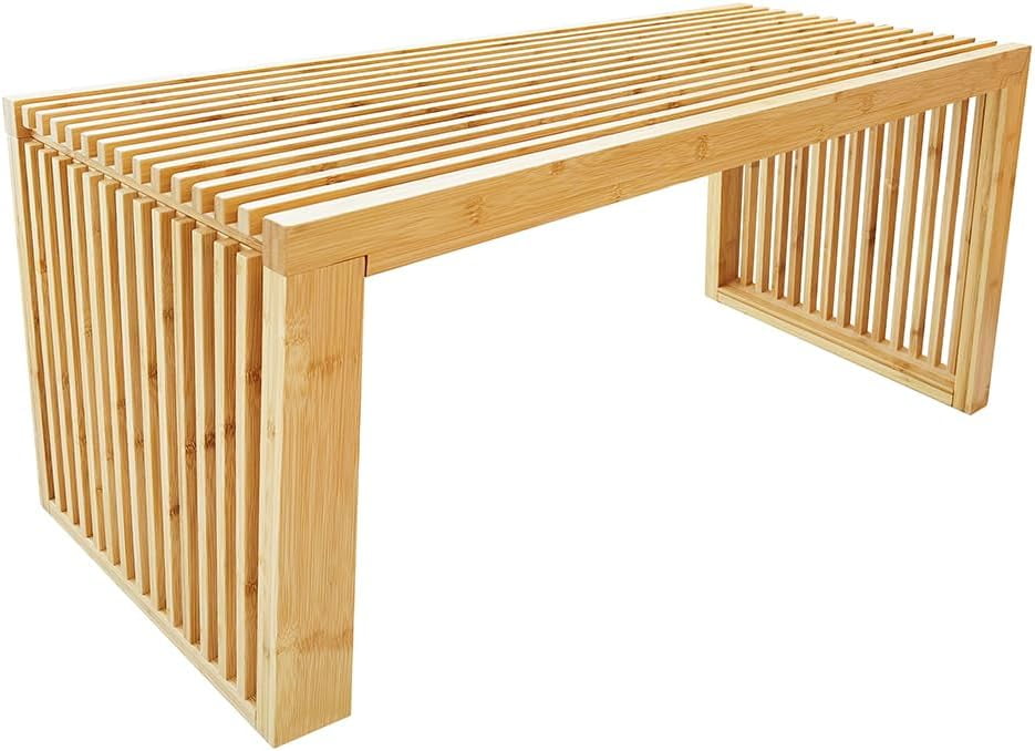 Versatile Wooden Slatted Bench - Sleek Modern Design for Dining ...