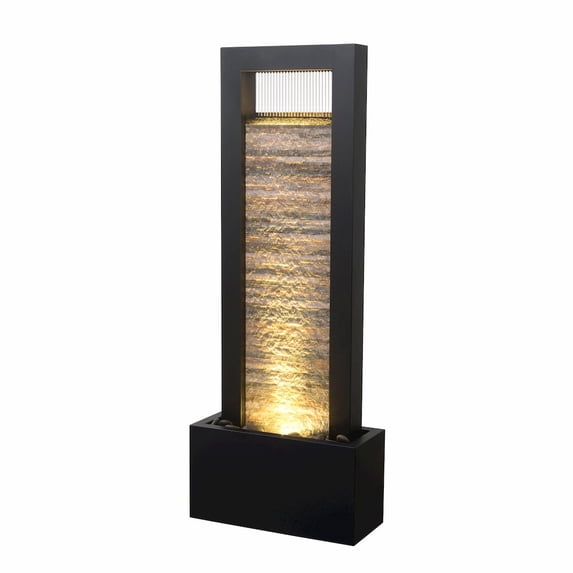 Hi-Line Gift Ltd. Versatile Zen Metal Fountain with Stone Brick Accent ...