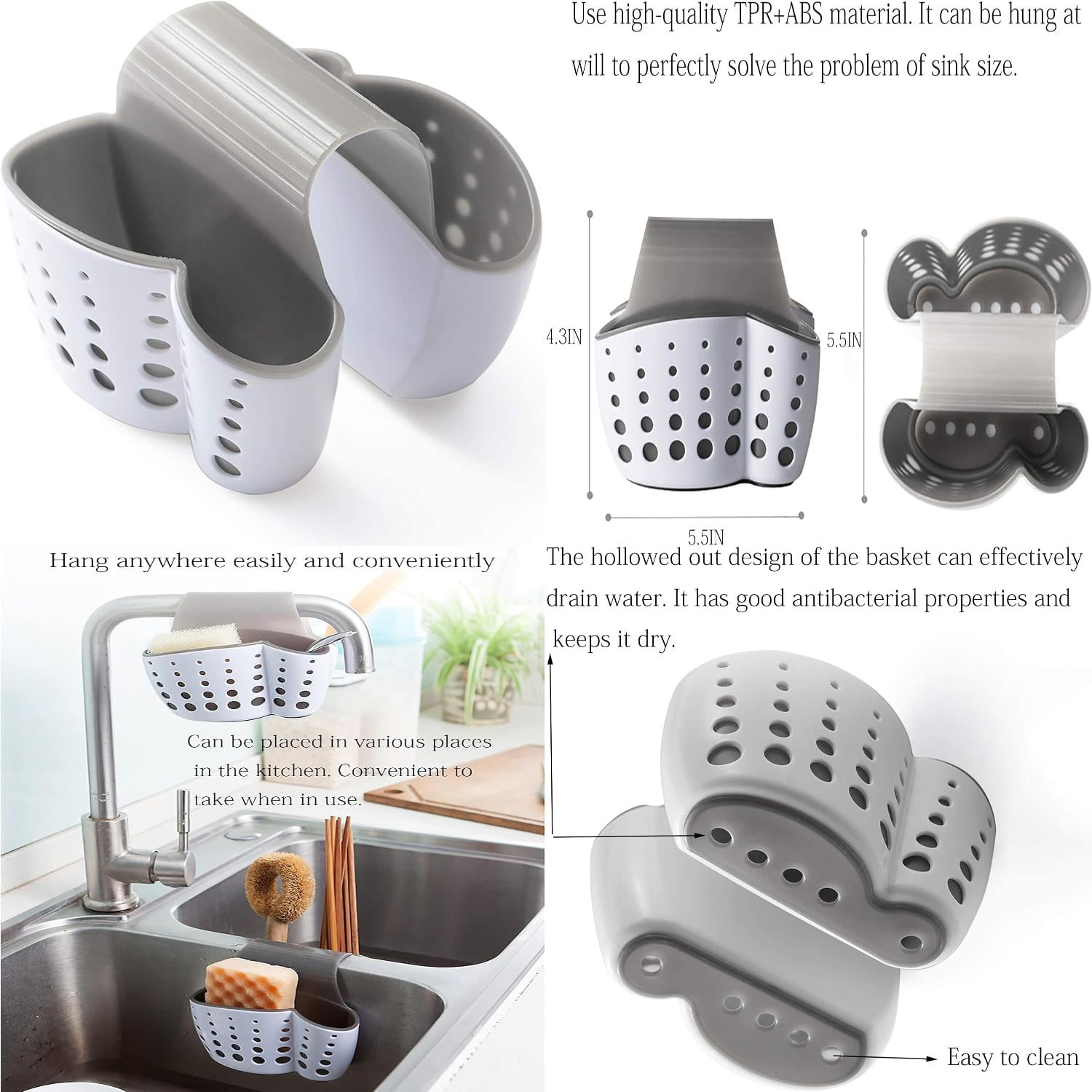 Versatile and convenient beige double-decker kitchen sink shelf with ...