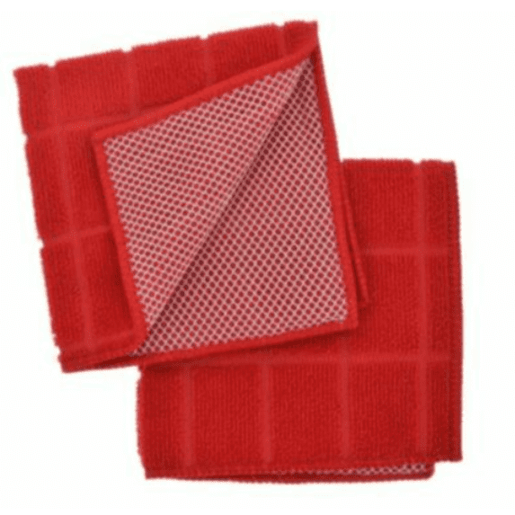 Versatility Red Microfiber Kitchen Dishcloths, 4 Piece Set, 12x12 Inch ...