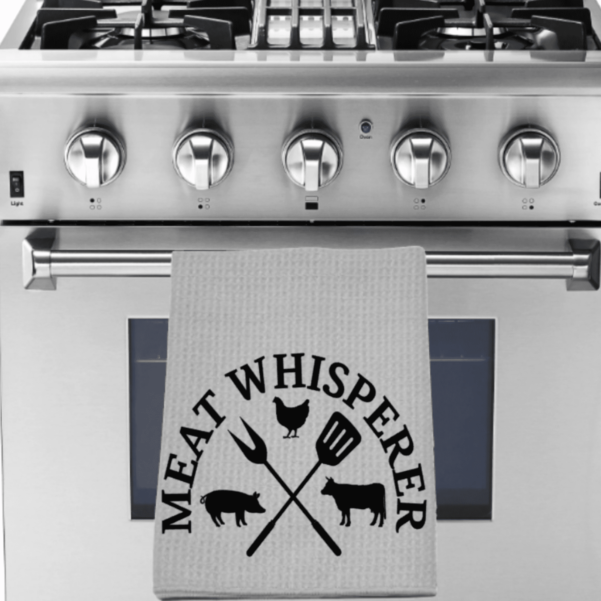 Versatility Meat Whisperer Kitchen Towel, Gray, Rustic BBQ Chef Cloth ...