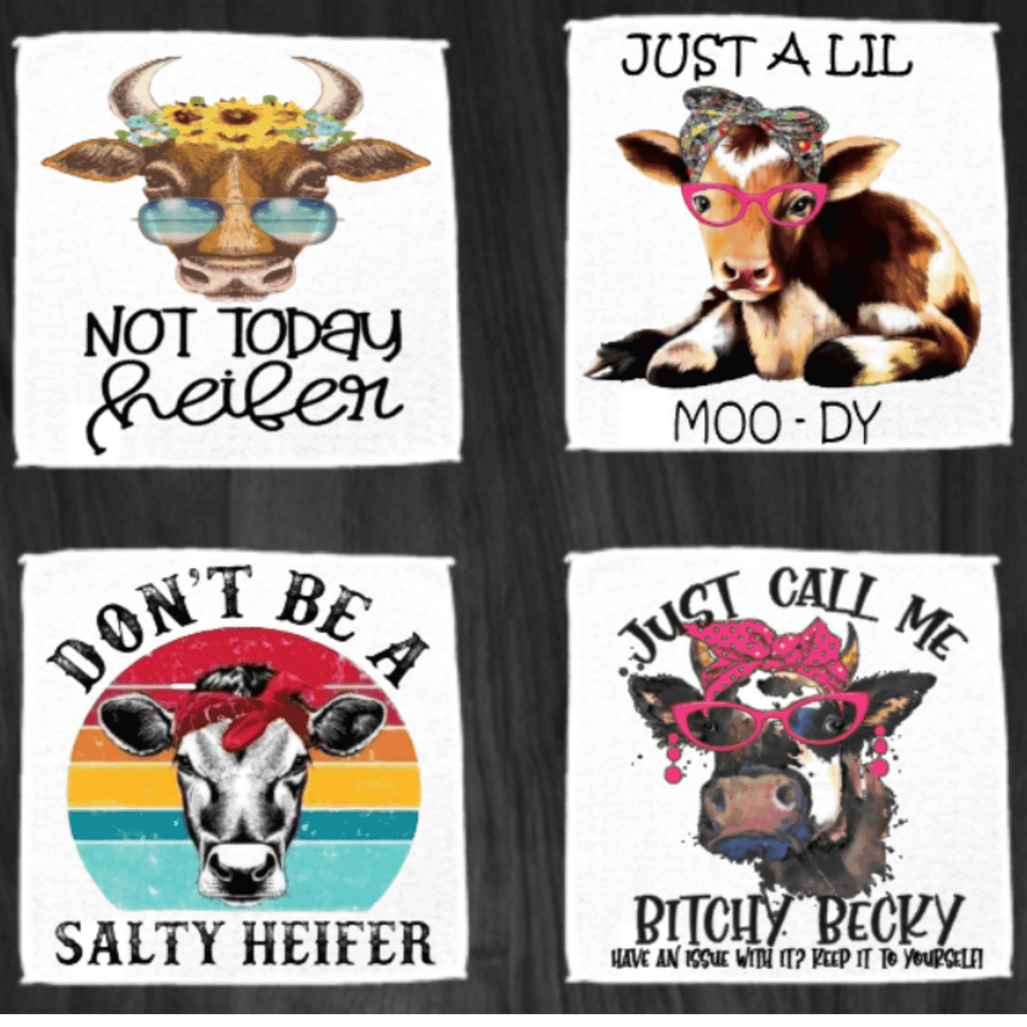 Versatility Humorous Cow Dishcloths, Multicolor Cow Print, 4 Count ...