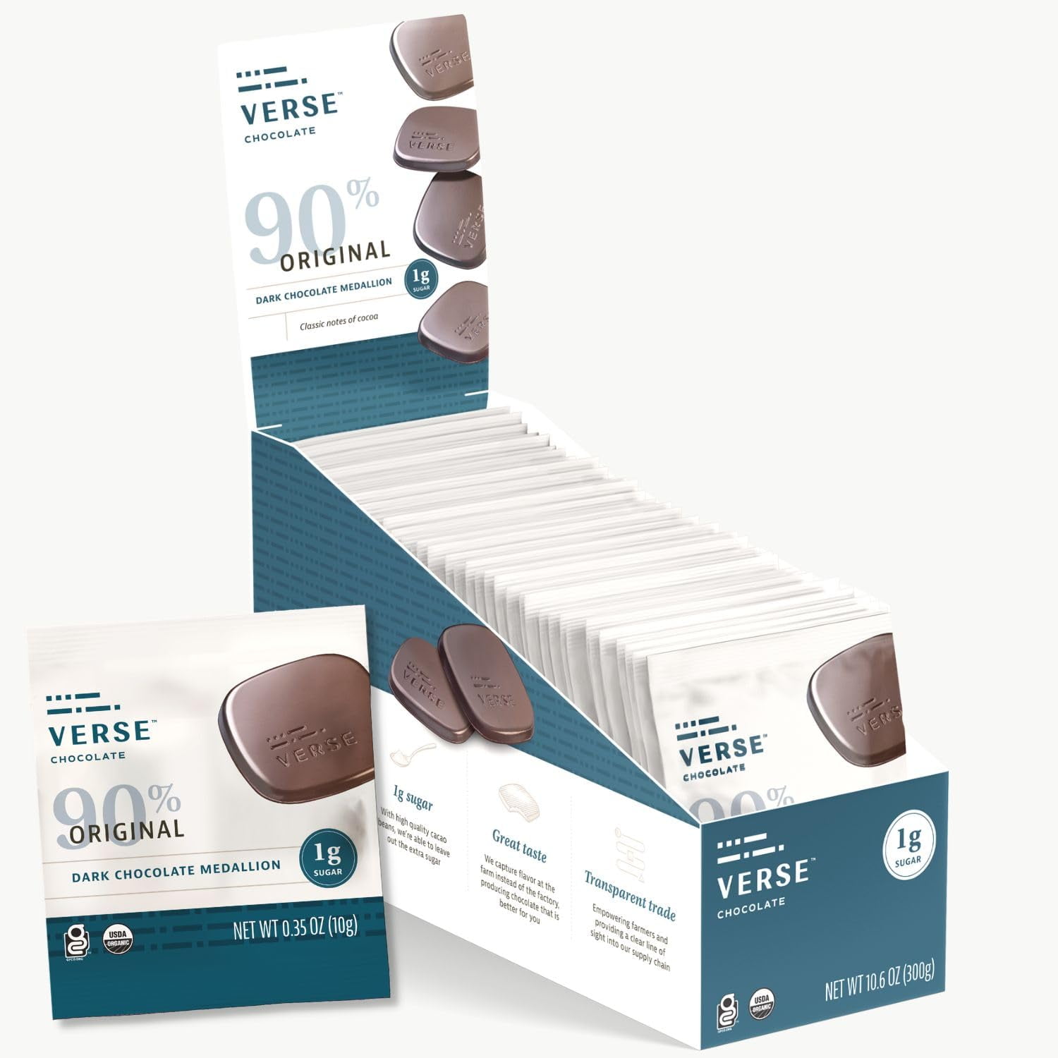 Verse Chocolate | 30 YPF5 Snack Size Dark Chocolate Squares | Low Sugar ...