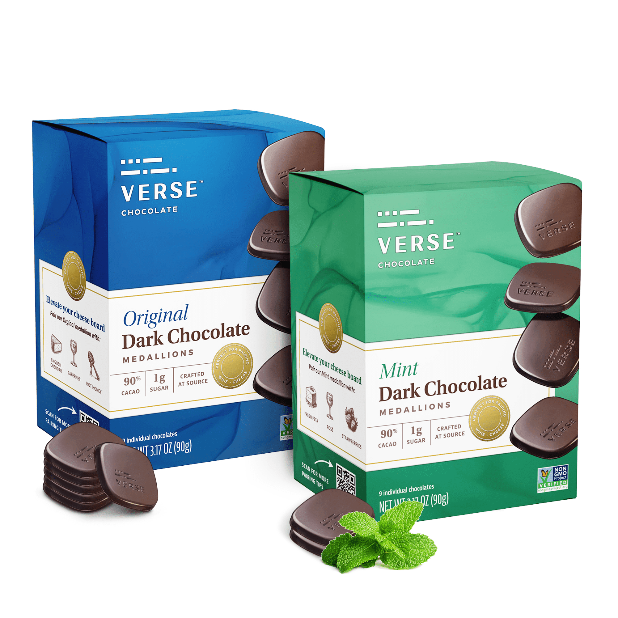 Verse Dark Chocolate Squares Variety Pack - Original and Mint w/ 1g ...