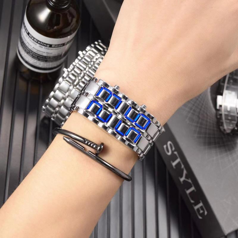 Version Fashion LED Lava Steel Band Watch - Cool Student Men's Casual ...