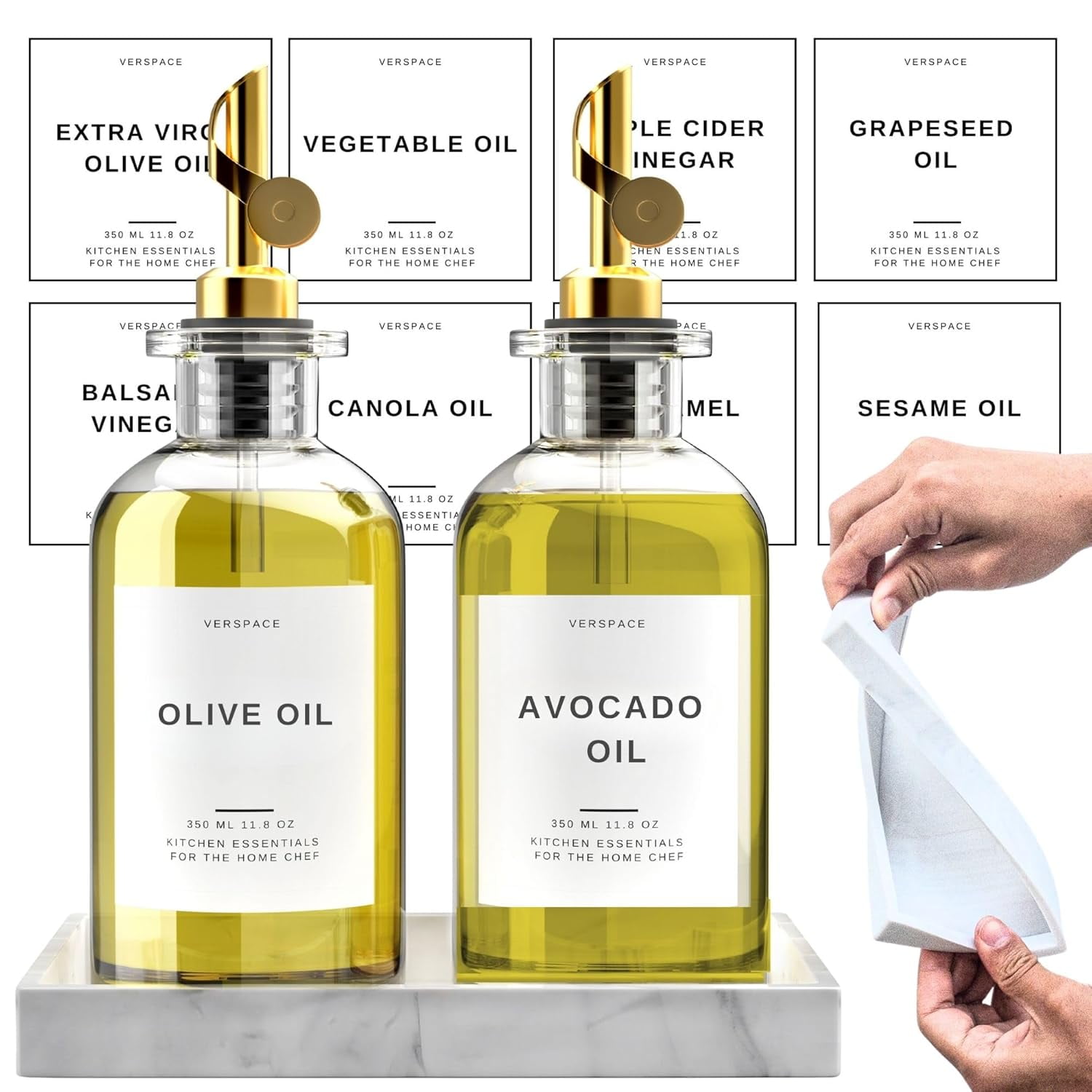 Verspace Olive Oil Dispenser Bottle For Kitchen With Silicone Tray 40 ...