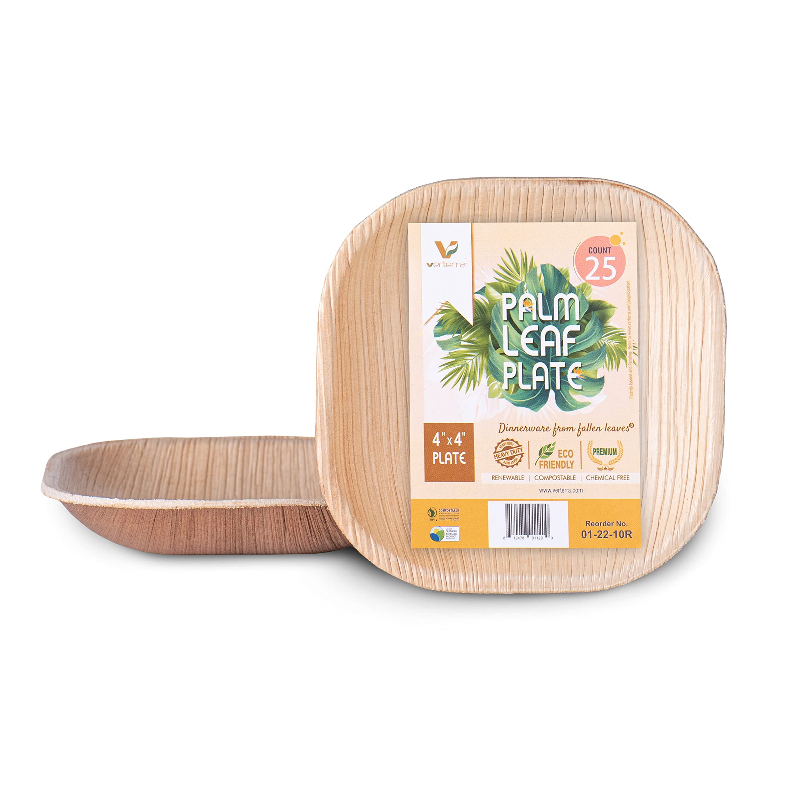 Verterra Palm Leaf Plate 4-inch Wide, BSL1 Half Inch Deep, Disposable ...