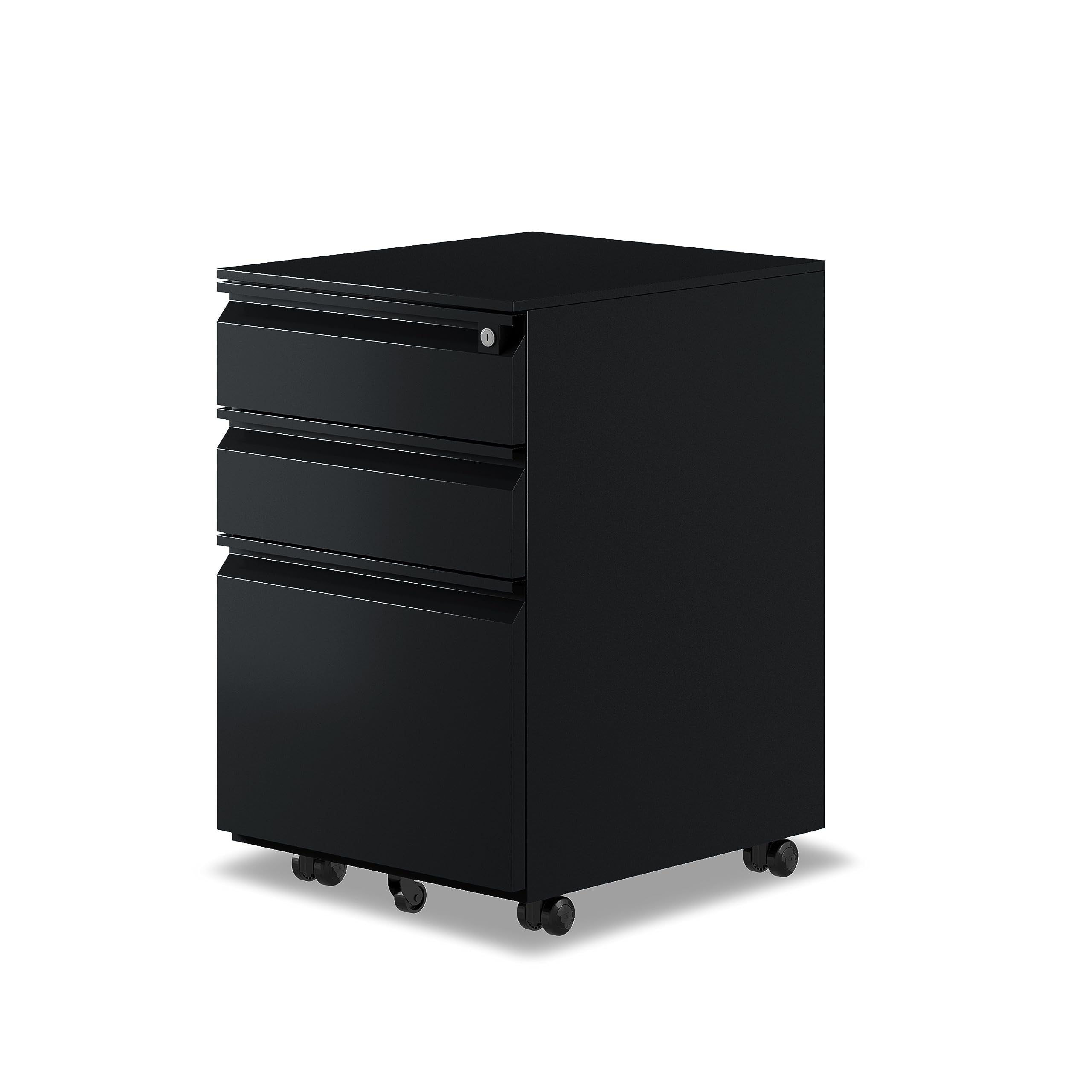 Vertical 3-Drawer Metal File Cabinet with Wheels, Mobile Rolling ...