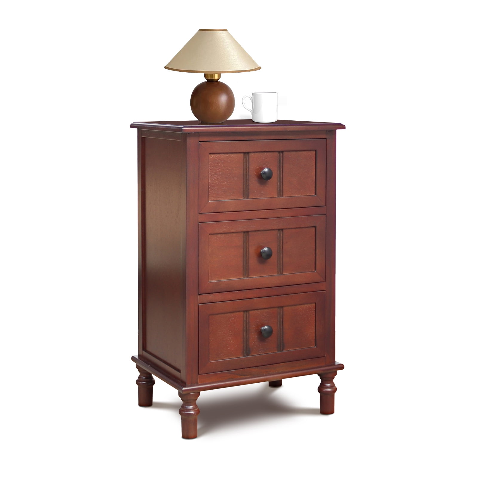 Vertical 3-Drawer Narrow Desk - Space-Saving Side Table for Bedroom ...