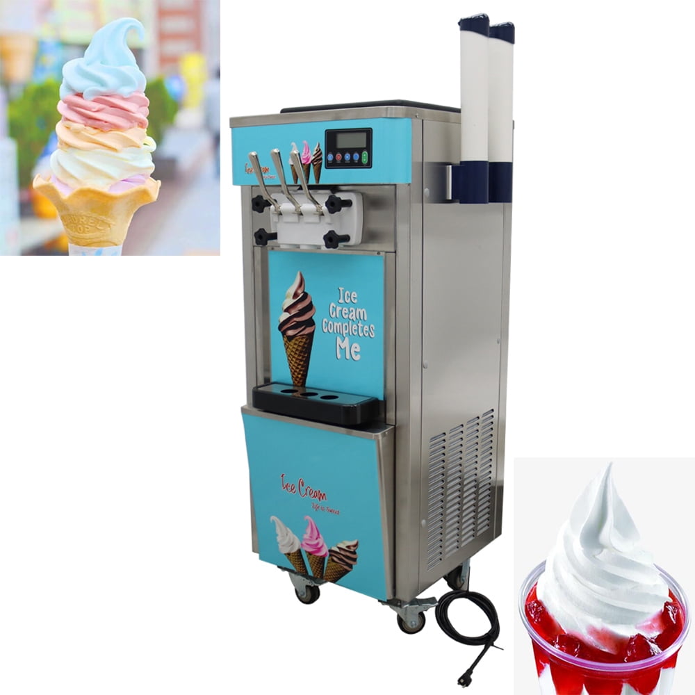 Vertical 3-Flavor Soft Ice Cream Machine LED Panel for Coffee Shop ...