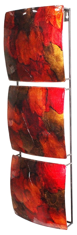 8" X 2.75" X 24.5" Copper Red And Gold Metal Vertical 3 Panel Metal ...