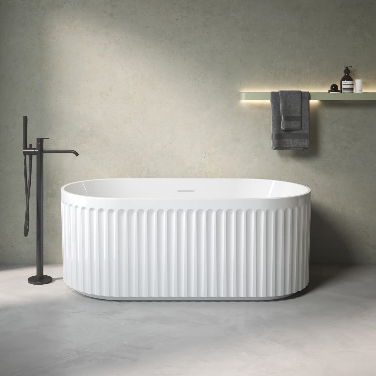Vertical 59 Inch Acrylic Fluted Double Ended Freestanding Tub - Walmart.com