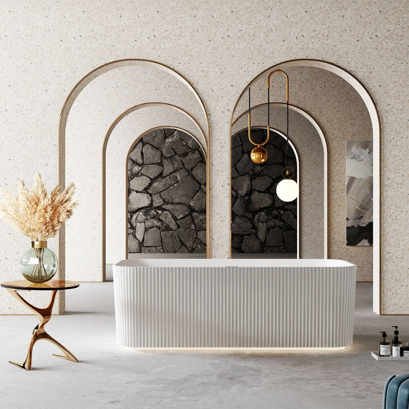Vertical 67 Inch Acrylic Fluted Double Ended Freestanding Tub - Walmart.com