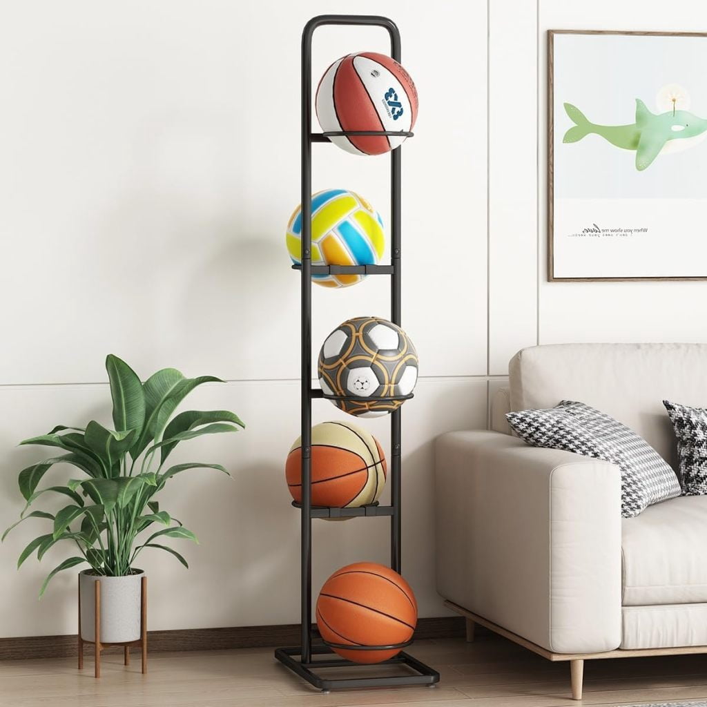 Vertical Ball Rack - Durable Carbon Steel Storage for Basketball ...