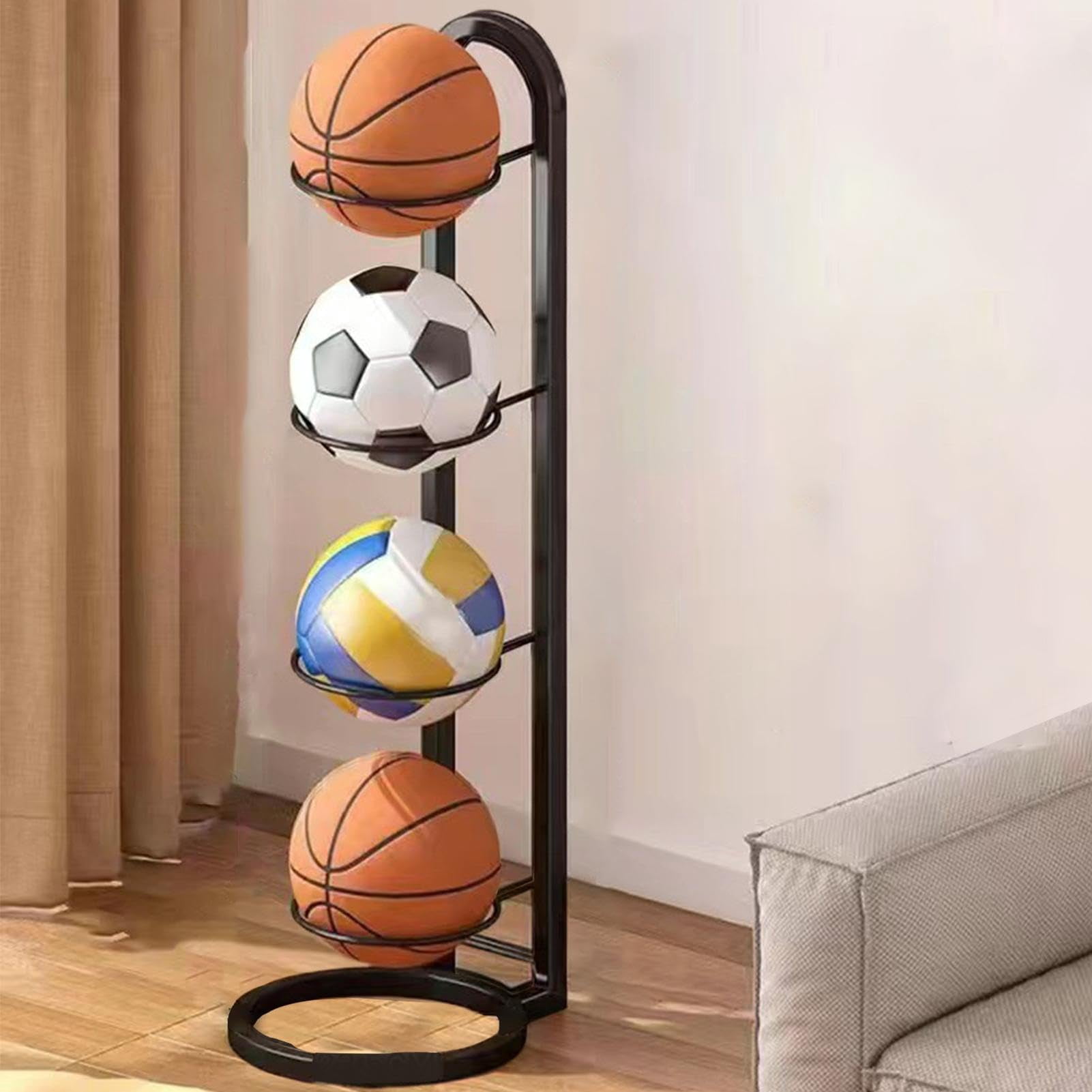 Vertical Ball Storage Rack, 4 Tier Basketball Storage Stand, Football ...