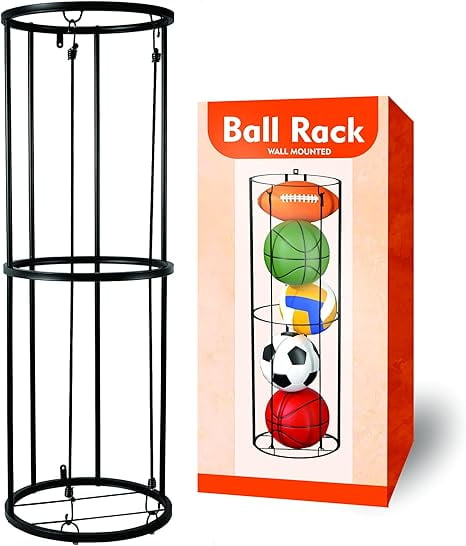 Game On 10 Vertical Sports Ball Holder, Wall-Mount Storage Rack, Heavy ...