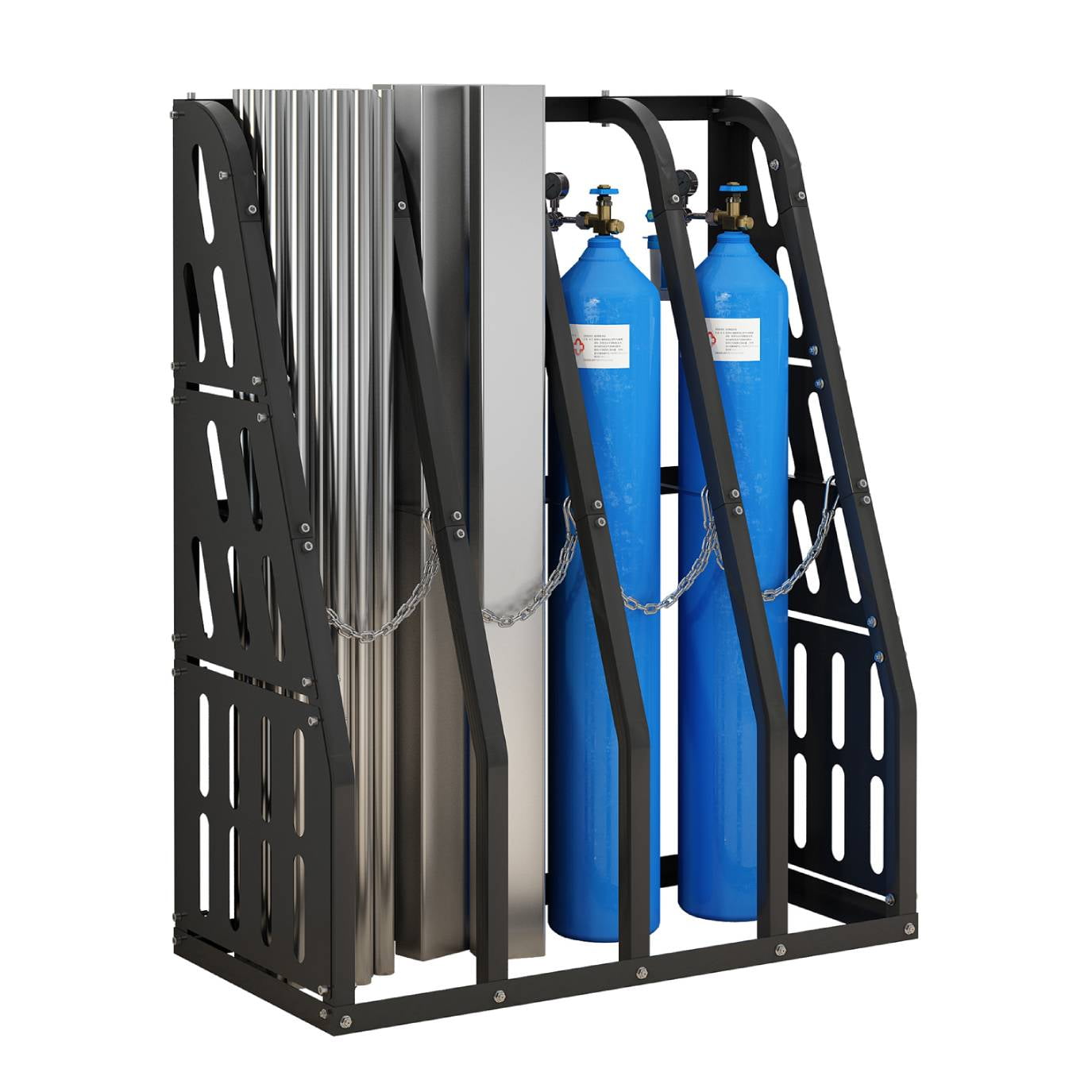 Vertical Bar Rack Standing Storage Rack with Galvanized Chains, Steel ...