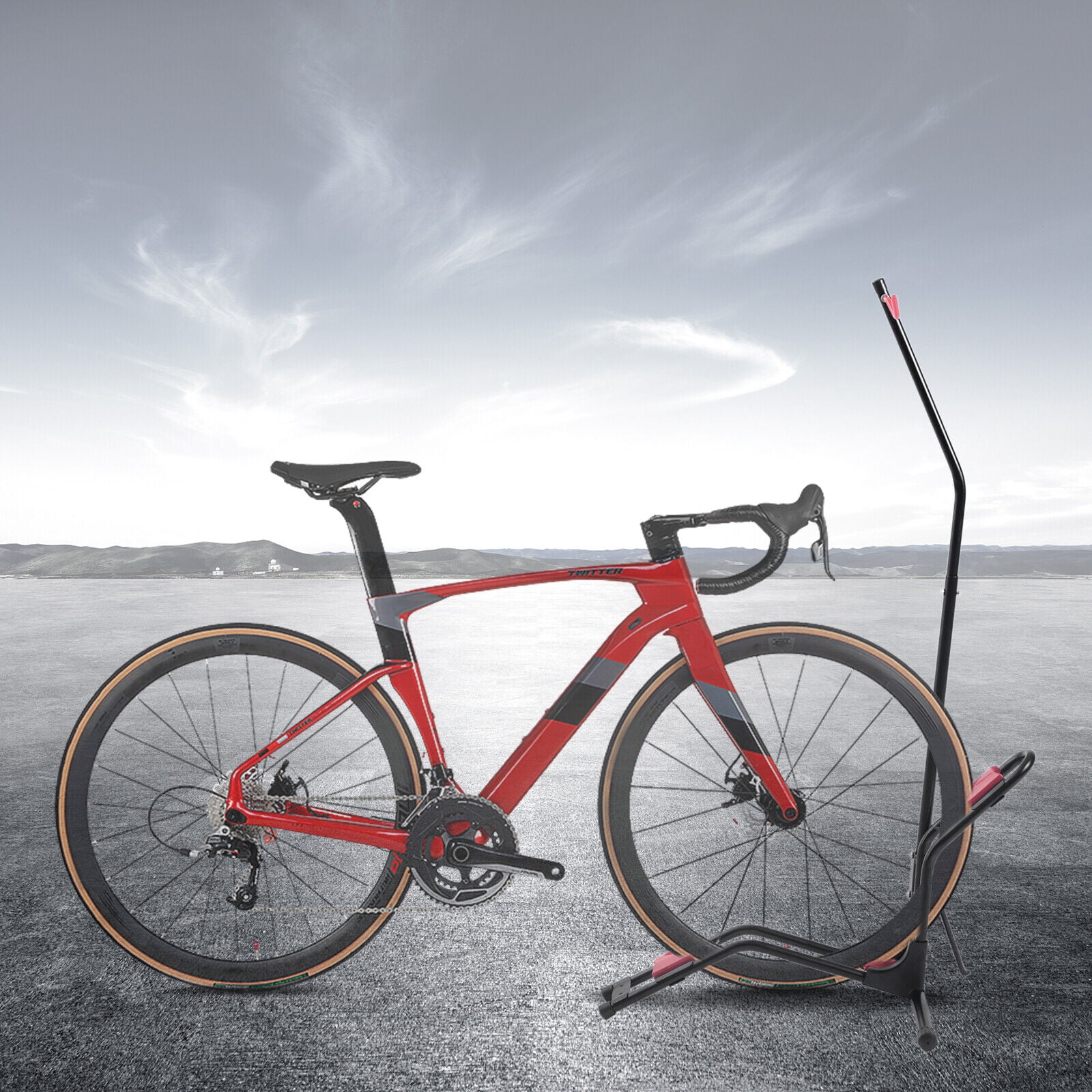 Vertical Bicycle Floor Rack Stand with Rubber Caps for Space Saving ...