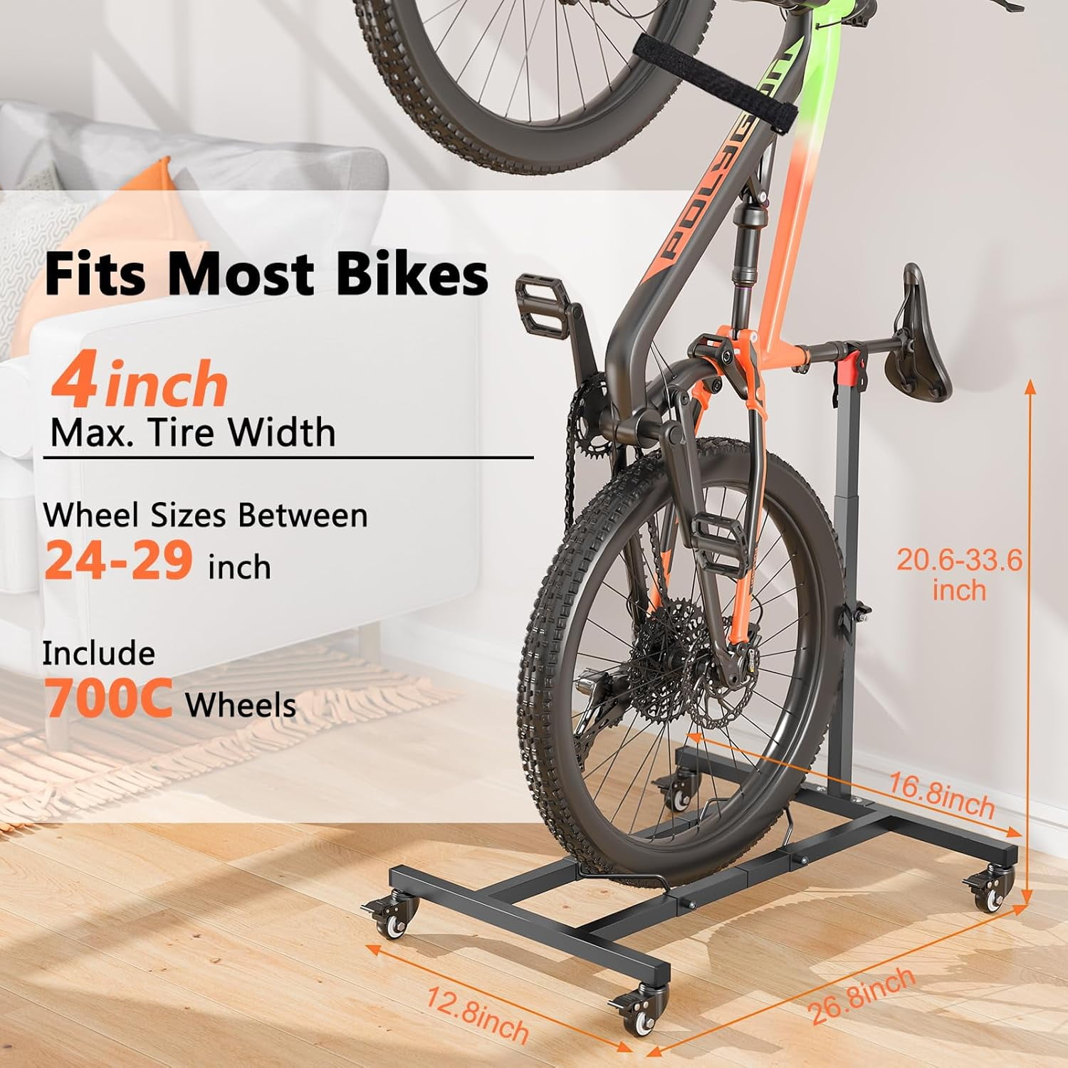 Vertical Bike Stand, Freestanding Space-Saving Bike Rack with ...