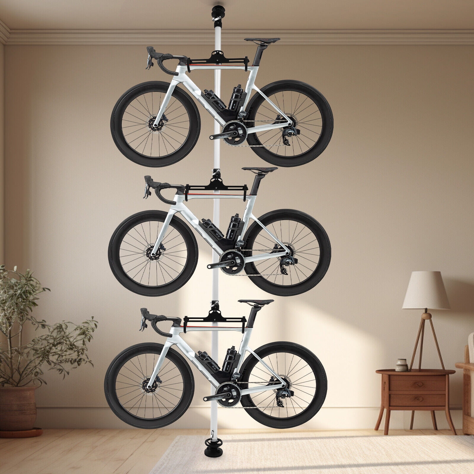 Vertical Bike Storage Rack 3 Bicycles Bike Stand Adjustable No Drilling ...