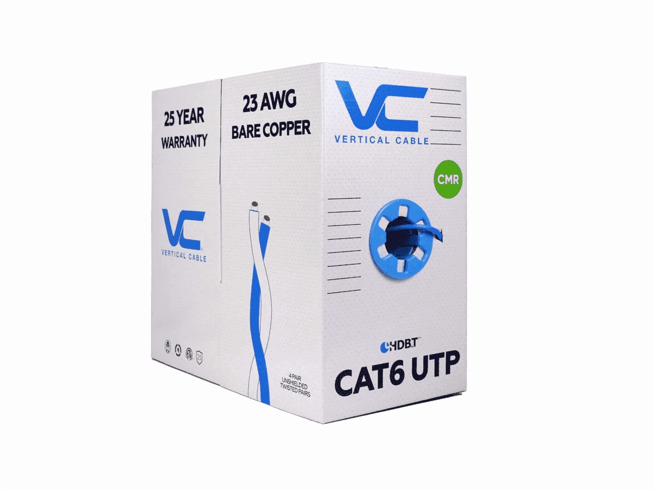 Vertical Cable 1000ft Solid Cat6 Cable - 23AWG 550MHz CMR - Blue ...