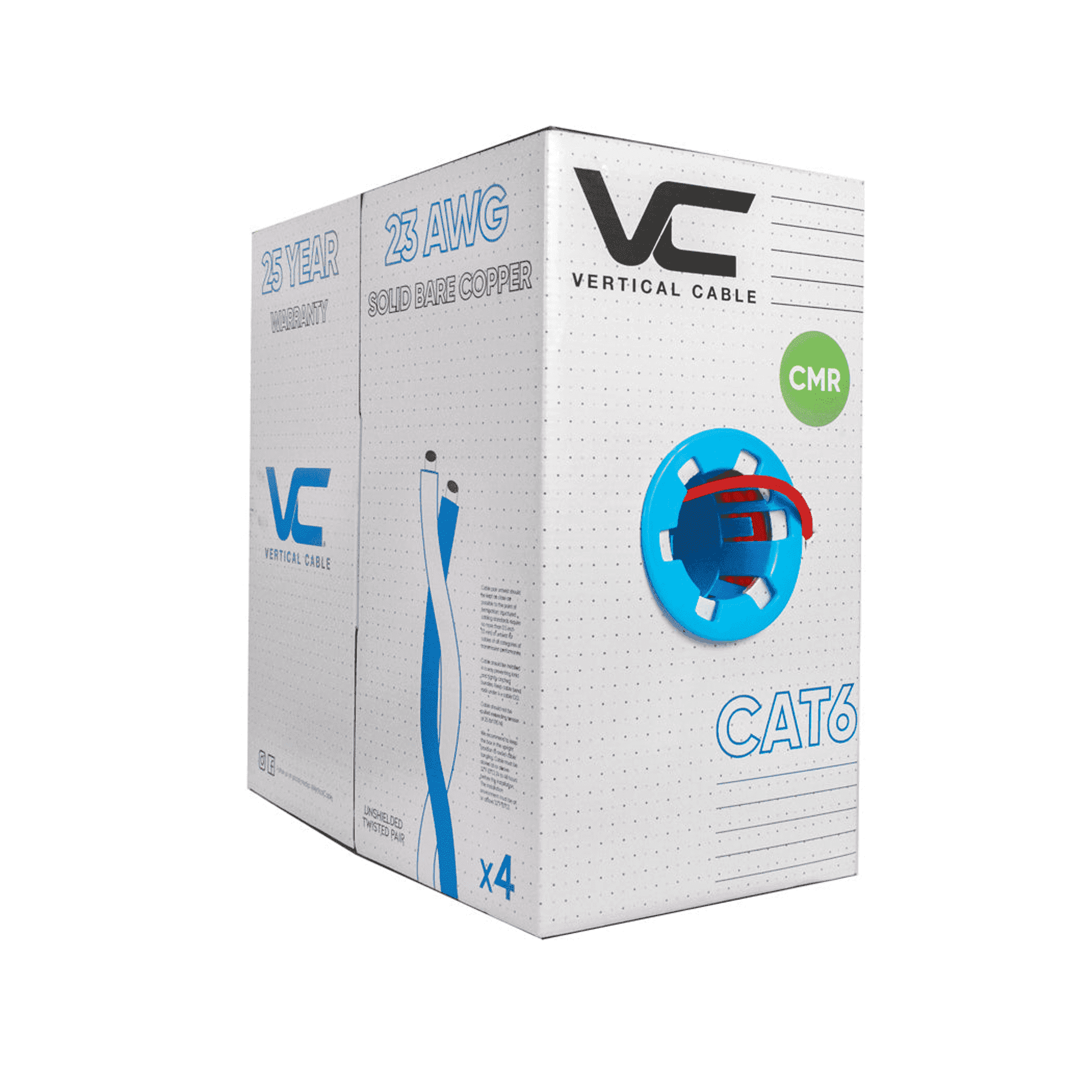 Vertical Cable 1000ft Solid Cat6 Cable - 23AWG 550MHz CMR - Red ...
