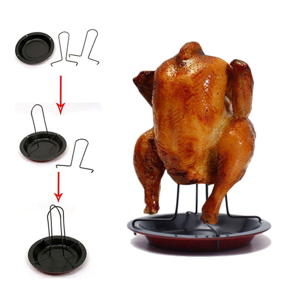 Vertical Chicken Roaster Non- Steel Barbecue Rack with Drip Tray ...