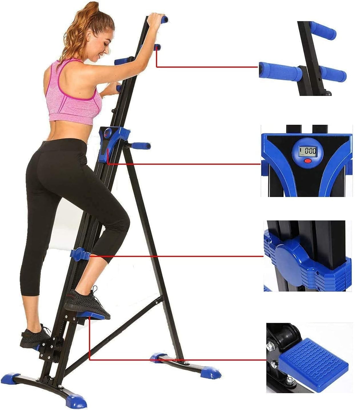 Vertical Climber Exercise Machine, Upgraded Folding Stair Climber Machine with 5-Level ...