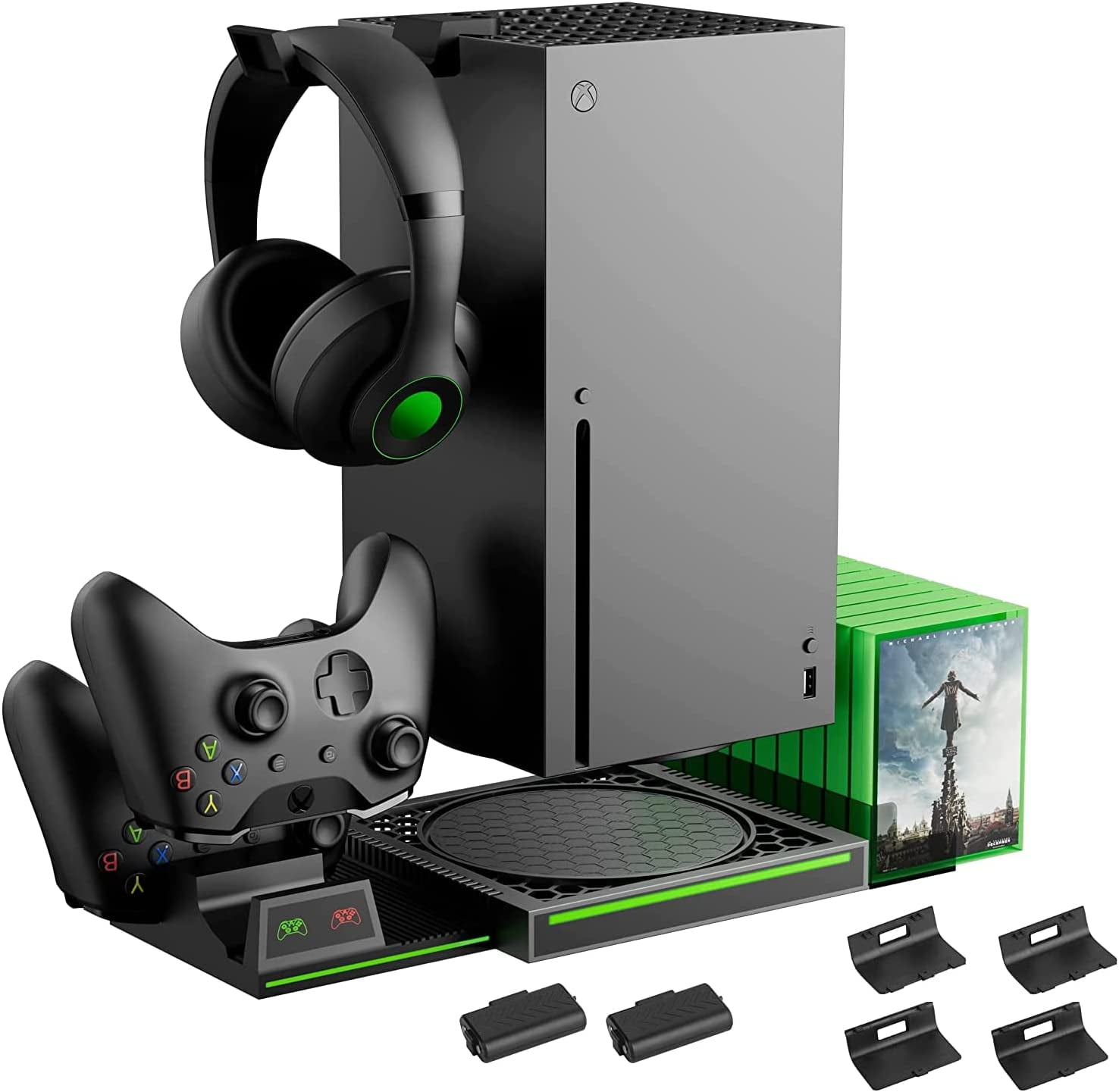 Xbox Series X Compatible Vertical Cooling Stand with Dual Controller ...