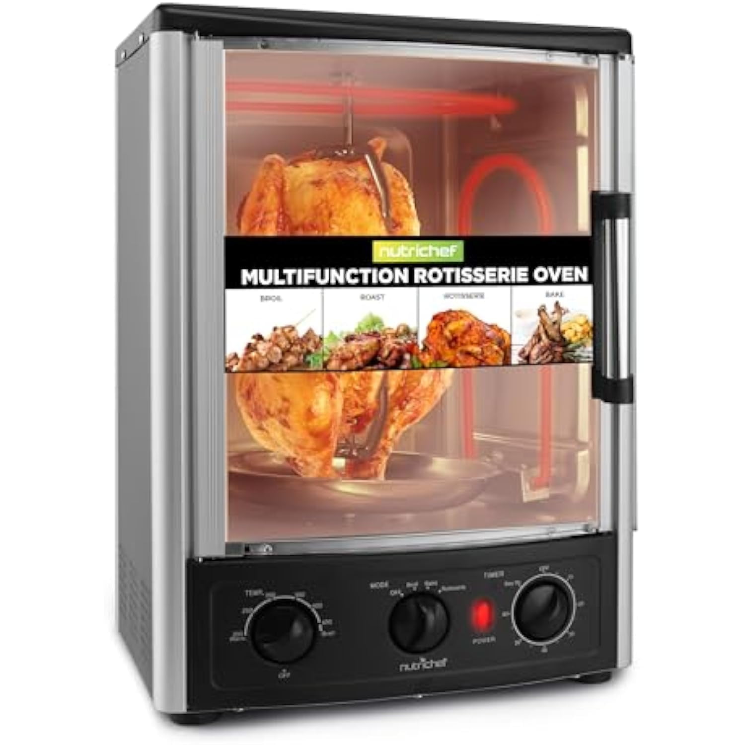 Vertical Countertop Oven with Rotisserie, Bake, Broil, & Kebab Rack ...