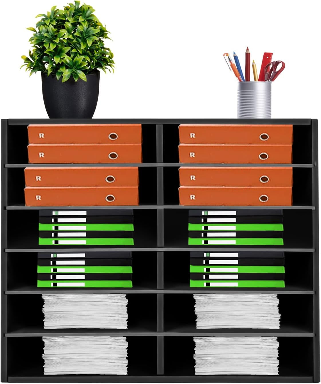 Vertical Desktop Sorter, Wooden Mail Organizer, Adjustable Paper Sorter ...