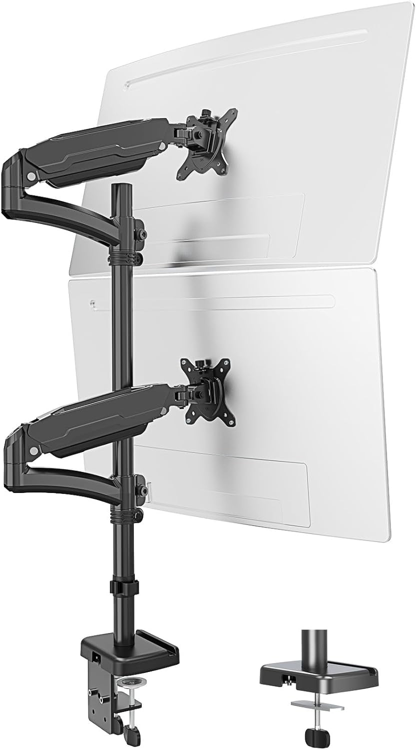Vertical Dual Monitor Mount, Stacked Monitor Stand for 2 Computer ...
