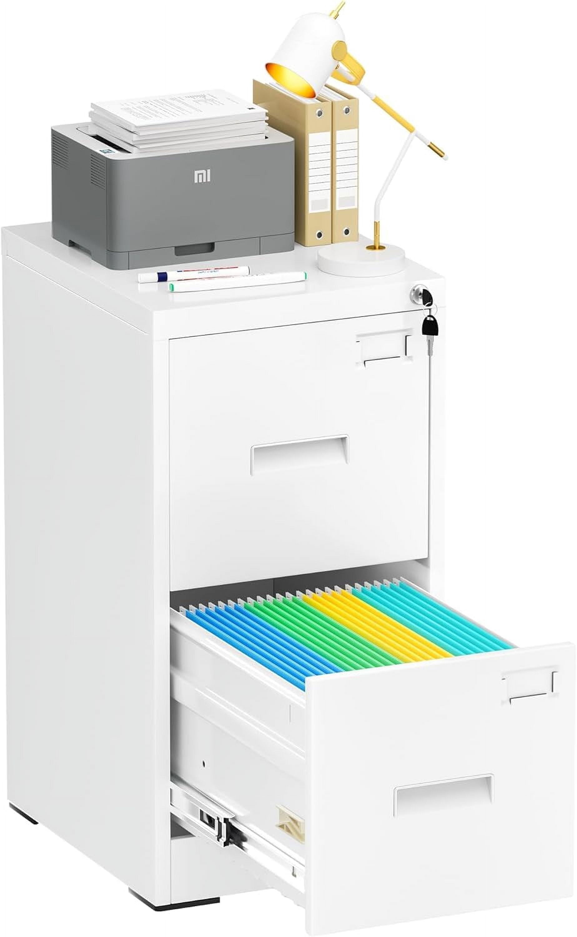 Vertical File Cabinet 2 Drawer, Metal Lateral Filing Cabinet with Lock ...