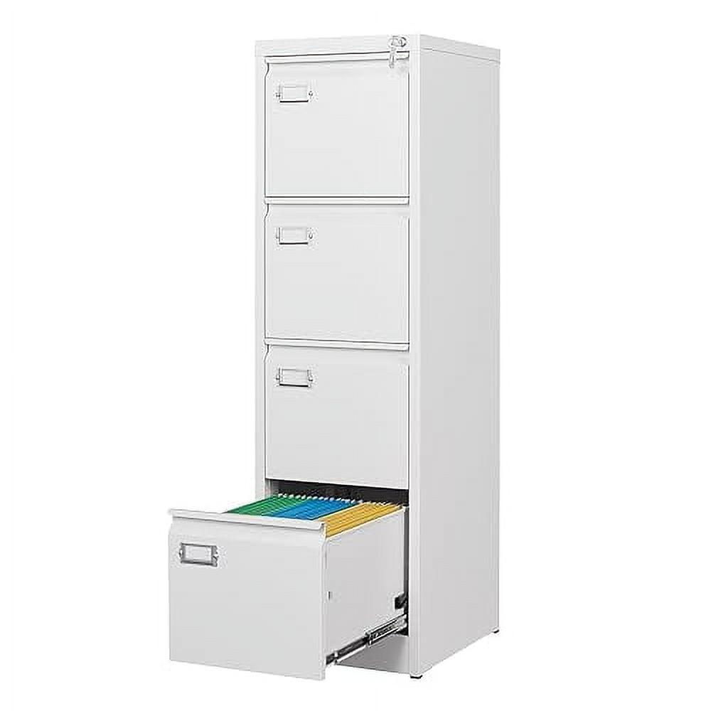 Vertical File Cabinet, 4 Drawer Metal File Cabinets with Lock, 18" Deep ...